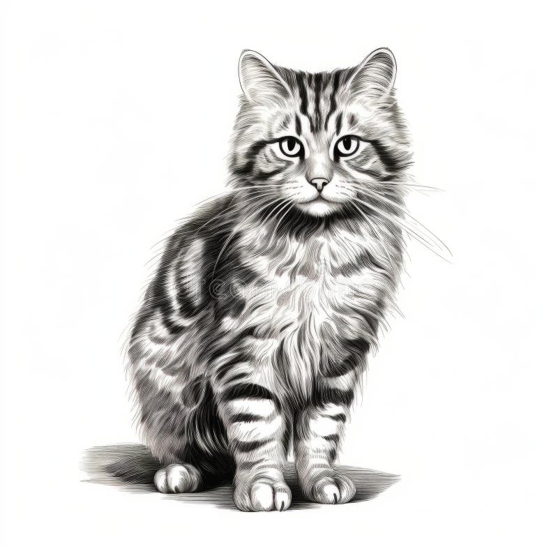 Realistic Illustration of a Dark Silver and White Striped Kitten Stock ...