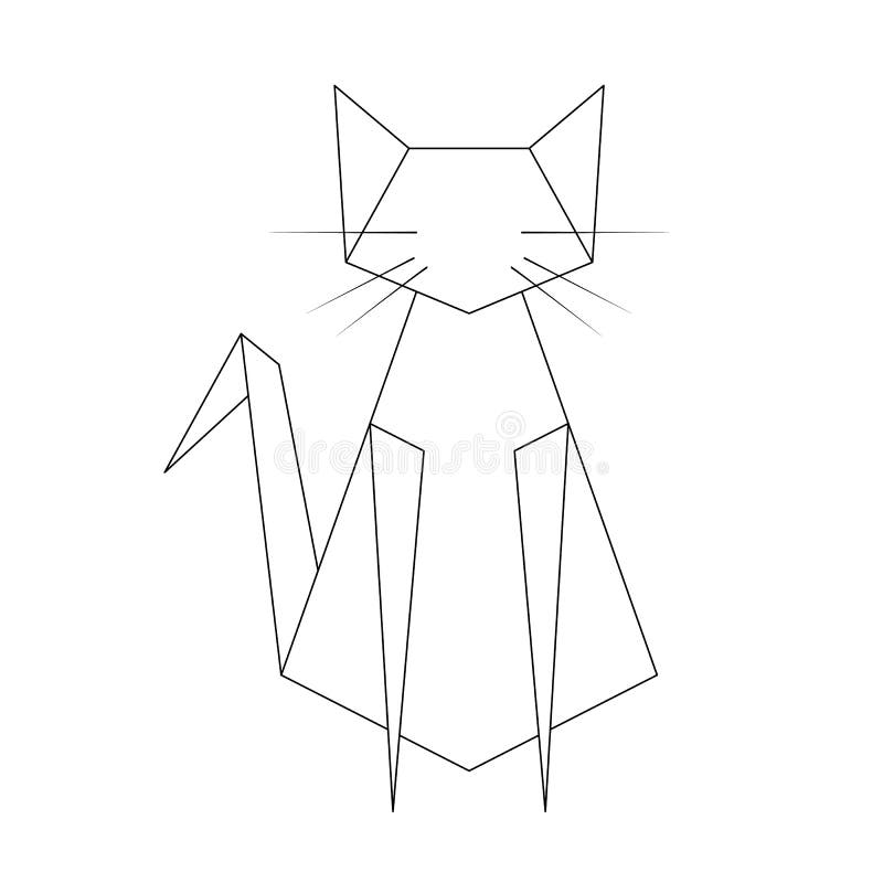 Cat Stylized Triangle Polygonal Model. Contour for Tattoo, Logo, Emblem ...