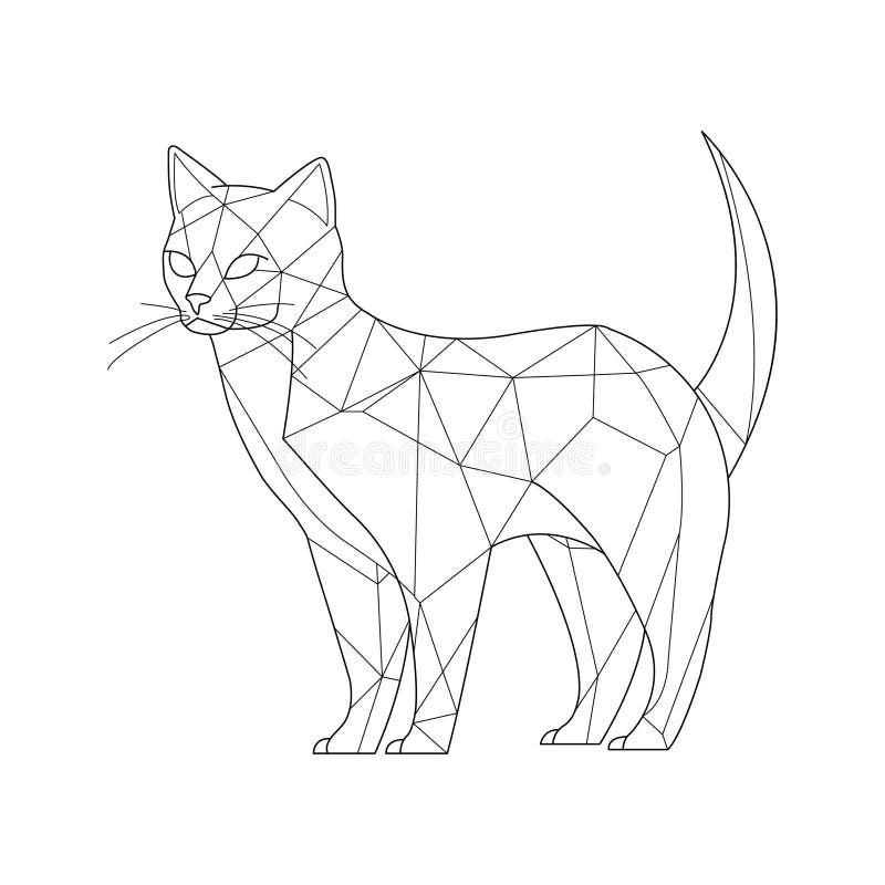 Cat Stylized Triangle Polygonal Model. Contour for Tattoo, Logo, Emblem ...