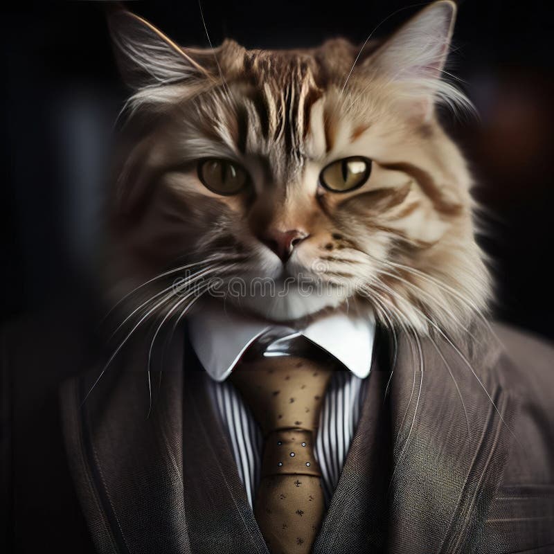 Cat in suit and tie stock photo. Image of business, funny - 299940784
