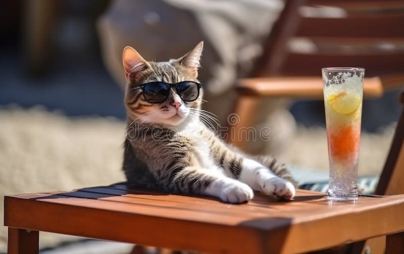 Funny Cat Cocktail Beach Stock Illustrations – 582 Funny Cat Cocktail ...
