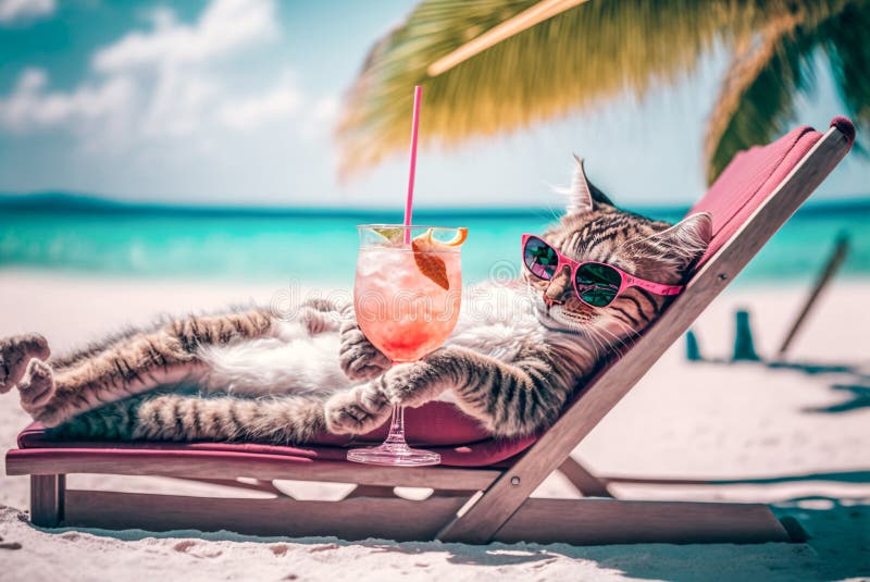 Beautiful Kitty Sunbathing Beach Stock Illustrations – 83 Beautiful ...