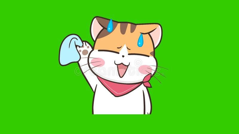 Cat Surrender Animation on Green Screen for Easy Editing Stock Video ...