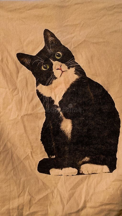 Cat with a Suspicious Look Printed on a Cloth Stock Illustration ...
