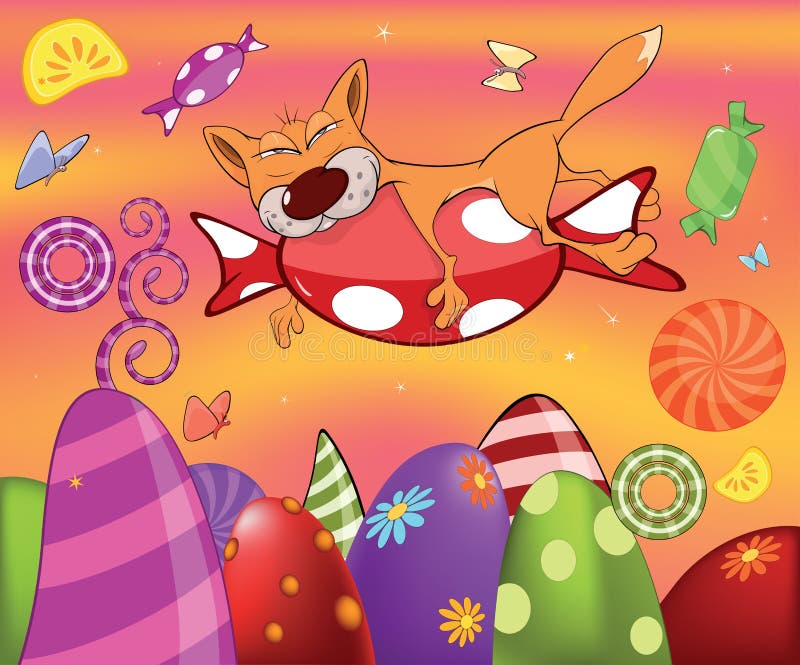 Cat in the Sweet Country. Cartoon Stock Vector - Illustration of ...