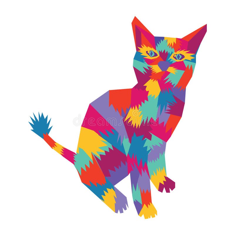 Cat Symbol Silhouette Geometric Pop Art Style Stock Vector ...