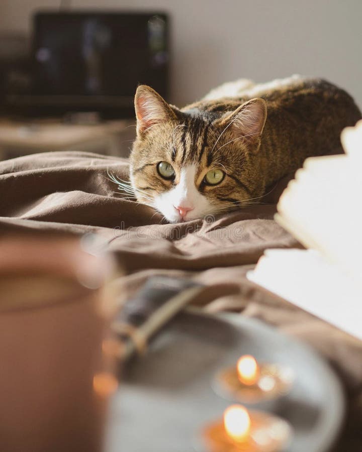 Cat on table stock image. Image of closeup, portrait - 179664225