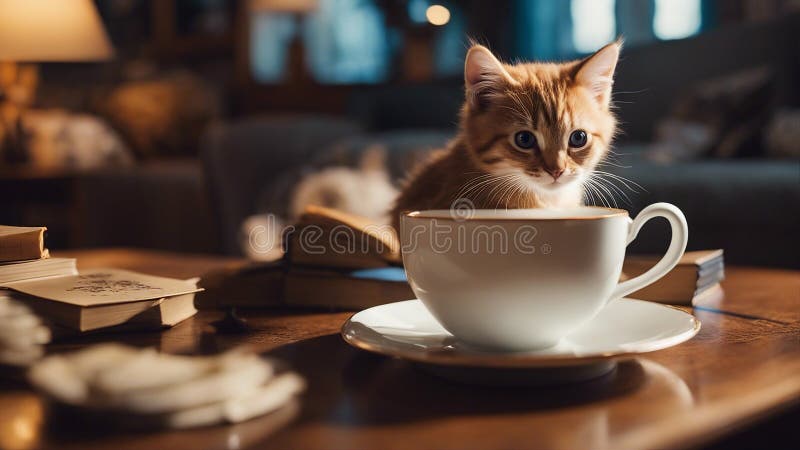 Cat on the Table an Adventurous Maine Coon Kitten Acting As a Captain ...