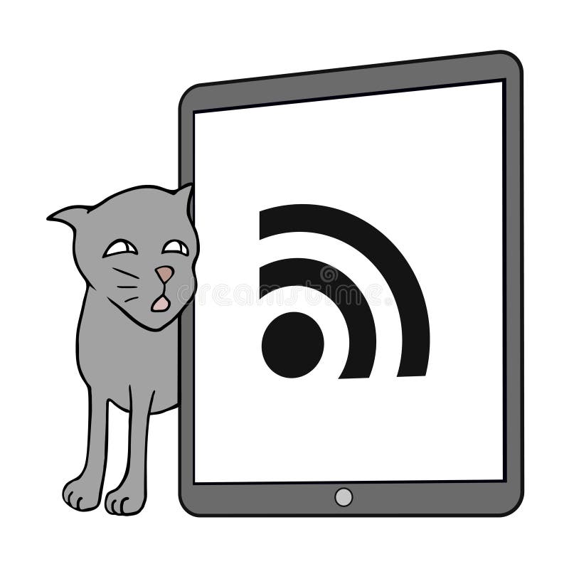 Cat and Tablet Illustration Stock Vector - Illustration of tech ...