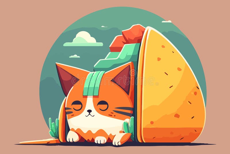 Cat Taco Vector Illustration Stock Vector - Illustration of drawing ...