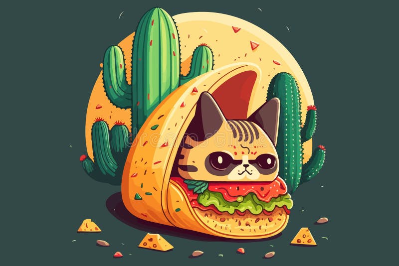 Cat Taco Vector Illustration Stock Vector - Illustration of drawing ...
