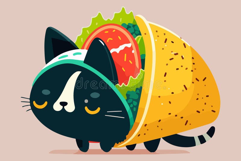 Cat Taco Vector Illustration Stock Vector - Illustration of drawing ...
