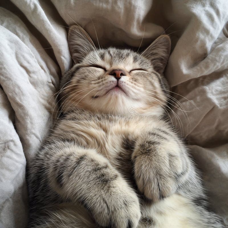 Cat is Taking a Nap. Cute Cat Kitten Sleeping Stock Illustration ...