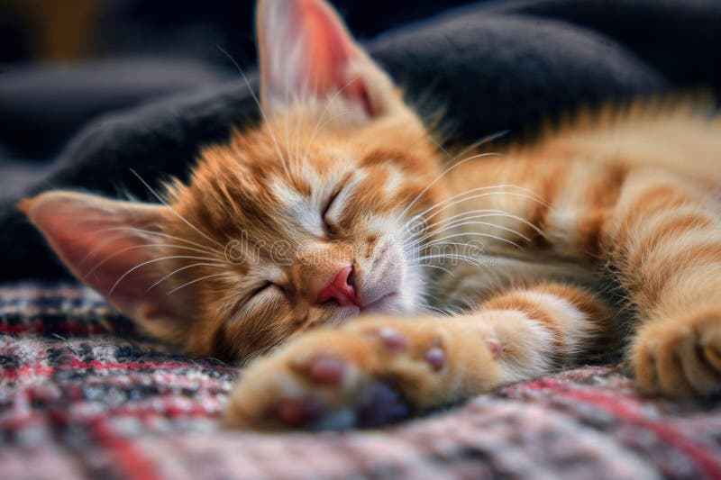 Cat is Taking a Nap. Cute Cat Kitten Sleeping Stock Illustration ...