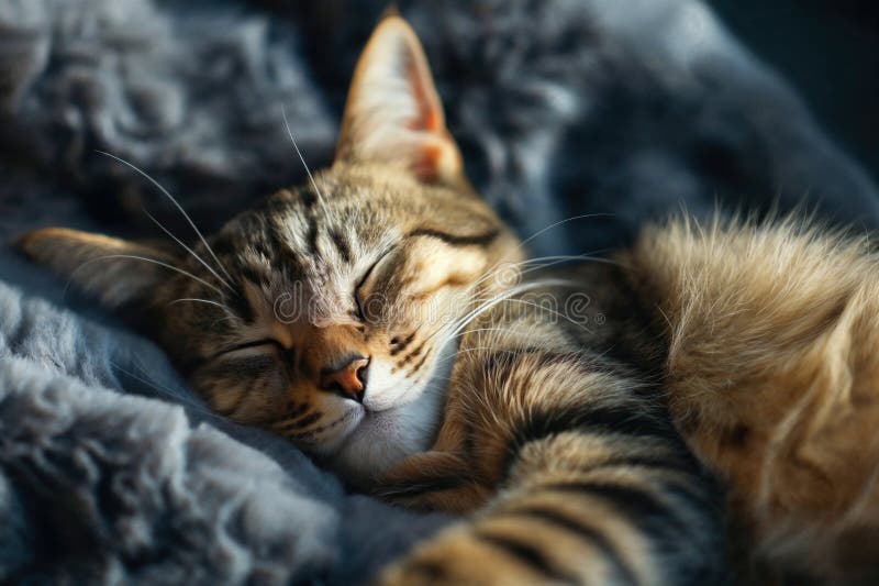 Cat is Taking a Nap. Cute Cat Kitten Sleeping Stock Illustration ...