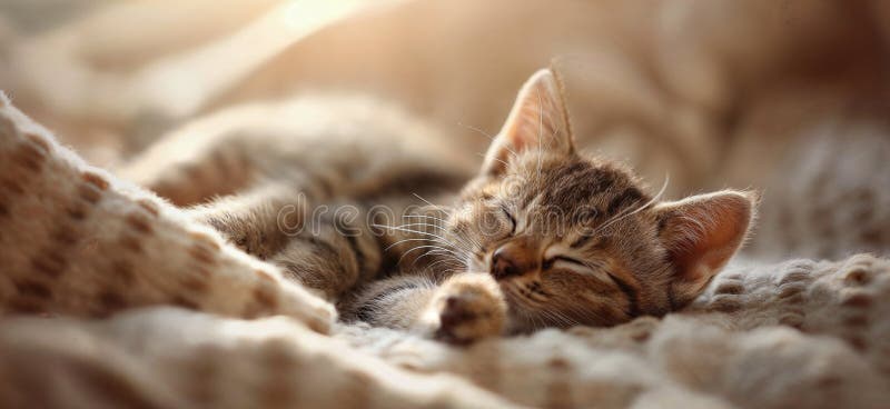 Cat is Taking a Nap. Cute Cat Kitten Sleeping Stock Illustration ...