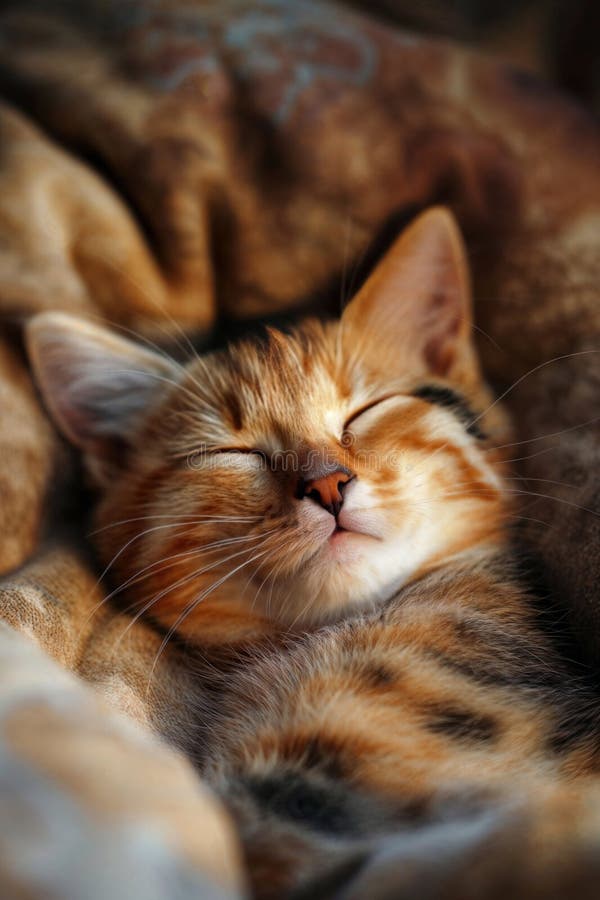 Cat is Taking a Nap. Cute Cat Kitten Sleeping Stock Illustration ...