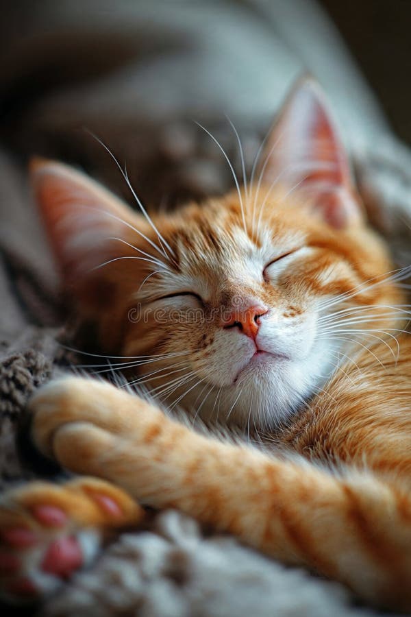 Cat is Taking a Nap. Cute Cat Kitten Sleeping Stock Illustration ...