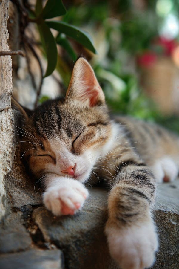 Cat is Taking a Nap. Cute Cat Kitten Sleeping Stock Illustration ...