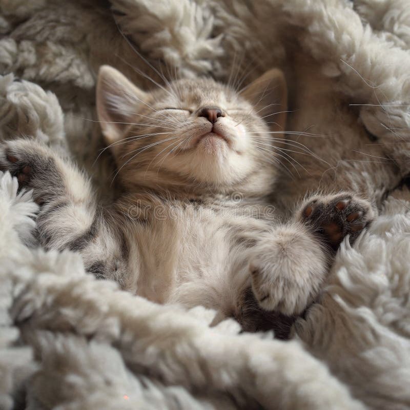 Cat is Taking a Nap. Cute Cat Kitten Sleeping Stock Illustration ...