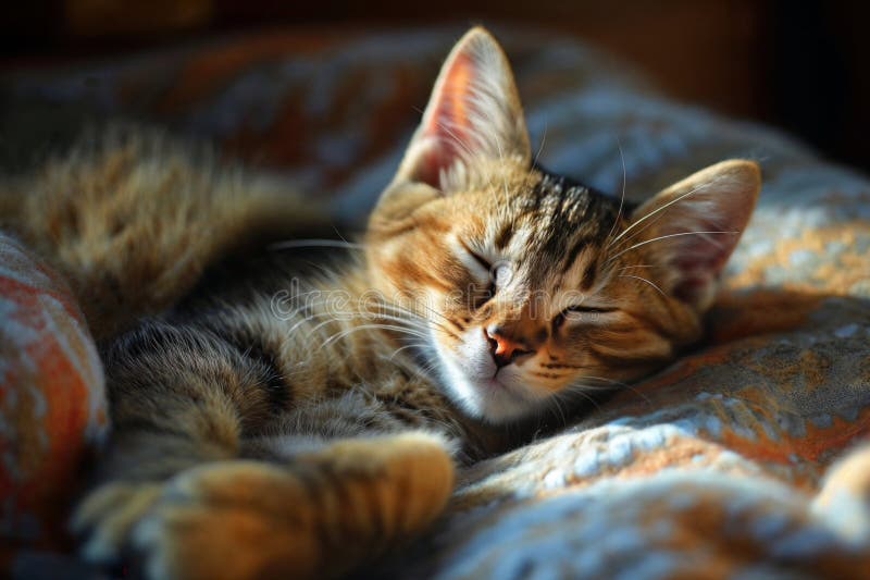 Cat is Taking a Nap. Cute Cat Kitten Sleeping Stock Illustration ...