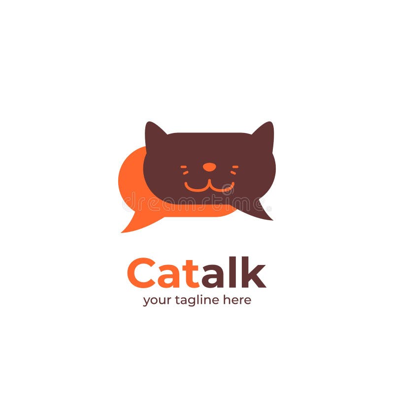 Cat Talk Logo for Forum, Community or Chat App. Cat Logo in Bubble ...