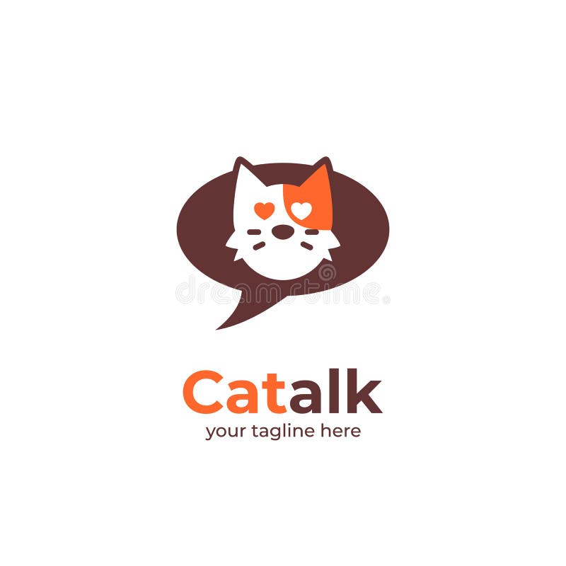 Cat Talk Logo for Forum, Community or Chat App. Cat with Love Amour ...