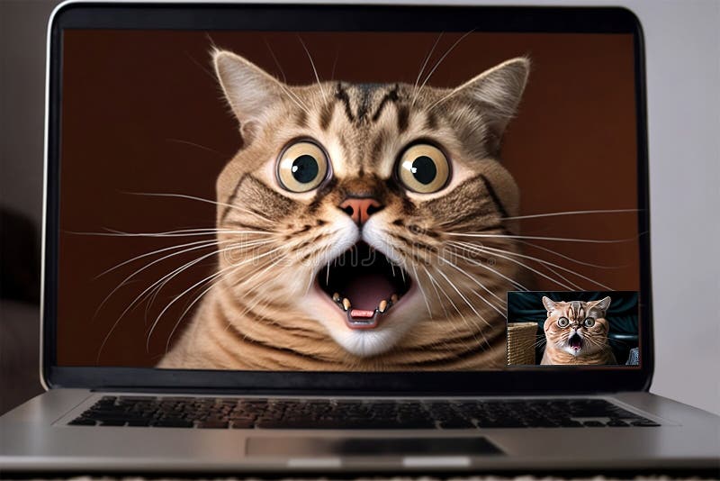 Cat Talks Emotionally on Video Call. Generative AI Stock Illustration ...