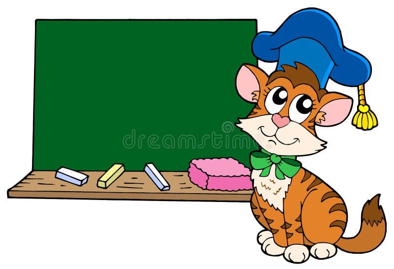 Cat Teacher with Blackboard Stock Vector - Illustration of animal ...