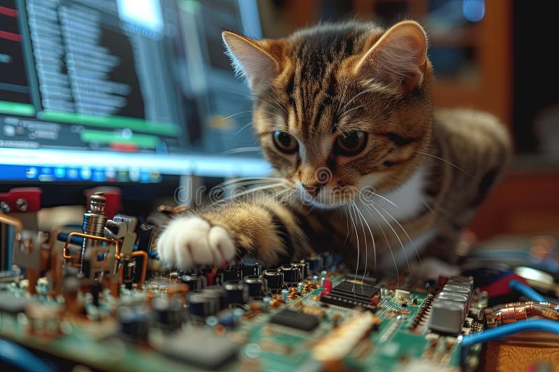 Cat Tech Guru: Imagine a Cat Surrounded by Gadgets and a Computer ...