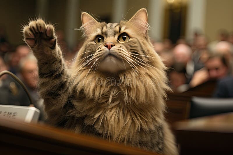 Cat testifying in congress stock image. Image of indoors - 317963739