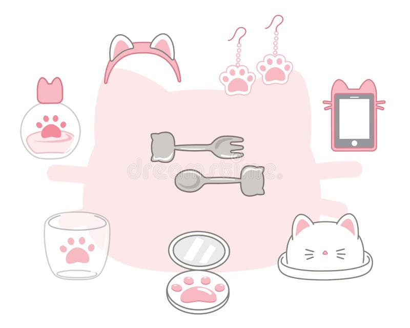 Cat Themed Items, Cat Pattern Goods, Cute Stuff Stock Vector ...