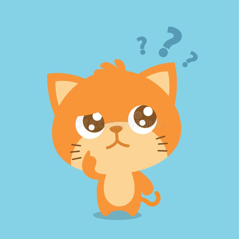 Cat Thinking Character Collection Stock Vector - Illustration of little ...