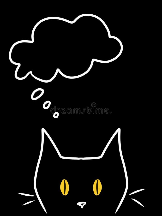 Cat Thinking. Cute Funny Illustration Stock Illustration - Illustration ...