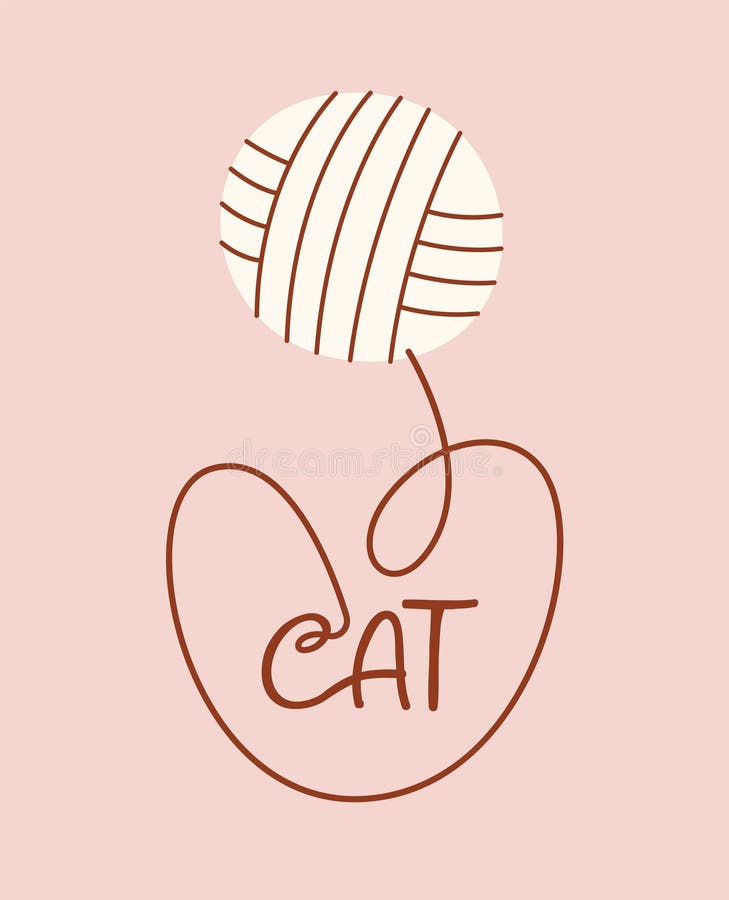 Cat with Threads Ball Background Poster Stock Vector - Illustration of ...
