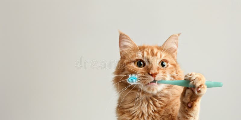 Cat with toothbrush stock image. Image of terrier, health - 314911583