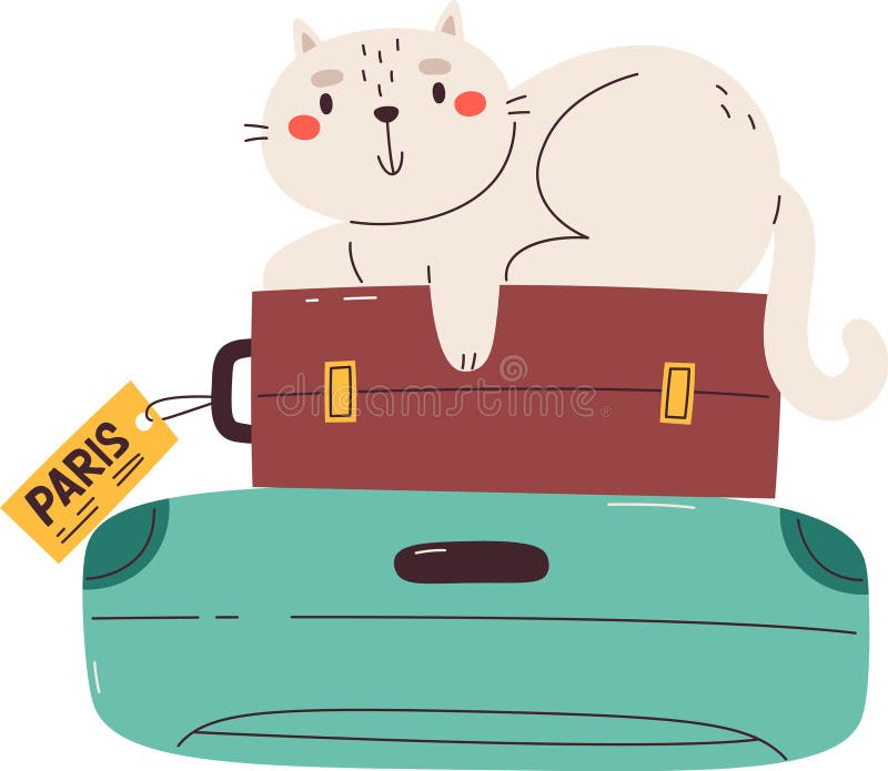 Cat on Travel Suitcases stock vector. Illustration of cute - 319470657