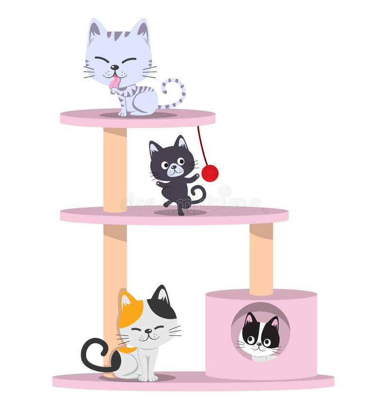 Cat Tree Scratching Post stock vector. Illustration of home - 227409417