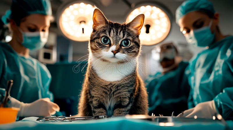 A Cat Undergoing an Operation at a Veterinary Clinic for Sterilization ...