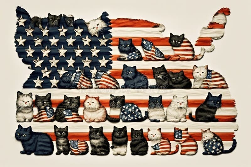 Cat Usa Flag Shape Illustration Generative Ai Stock Illustration ...