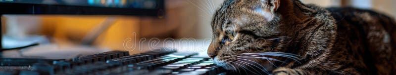 Cat Using Computer Keyboard Stock Illustration - Illustration of animal ...