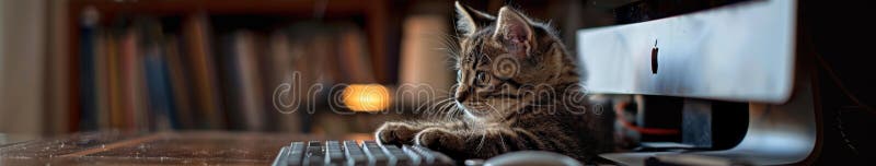 Cat Using Computer Keyboard Stock Illustration - Illustration of tabby ...