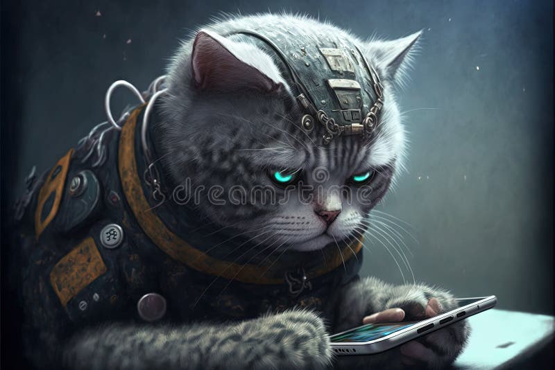 Cat Using Smartphone. Concept for Pets Using Technology, or Animals ...