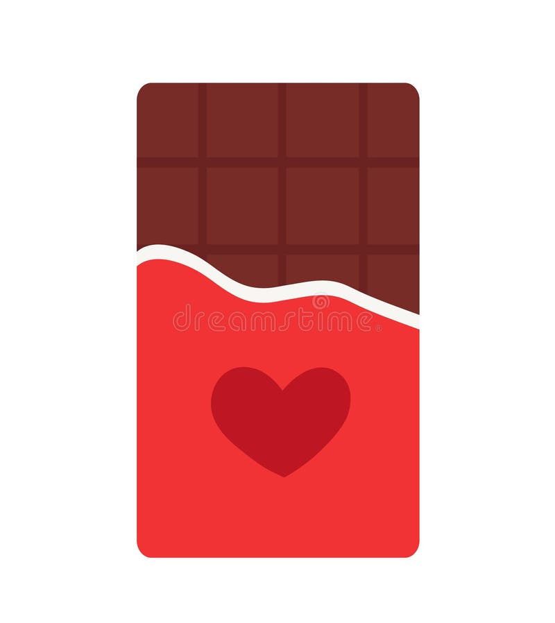 Red Packaging Whole Chocolate Bar with Heart. Sweet Valentine Day ...