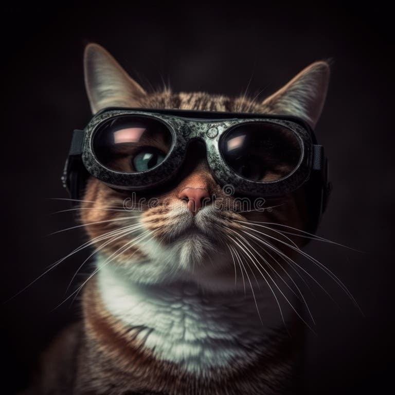 Cat in Virtual Glasses with Augmented Reality Stock Illustration ...