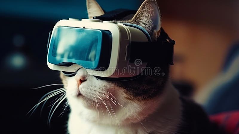 The Cat is in Virtual Reality, Fighting Digital Viruses Stock ...
