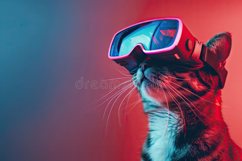 Cat in Virtual Reality Glasses, Cat Using a Virtual Reality Headset, Vr ...