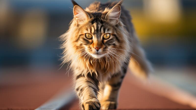 A Cat Walking Across a Track. Generative AI Image. Stock Illustration ...