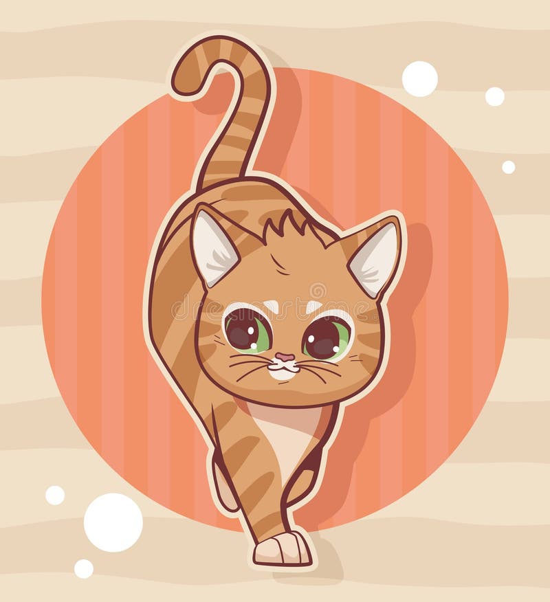 Cat walking anime style stock illustration. Illustration of friend ...