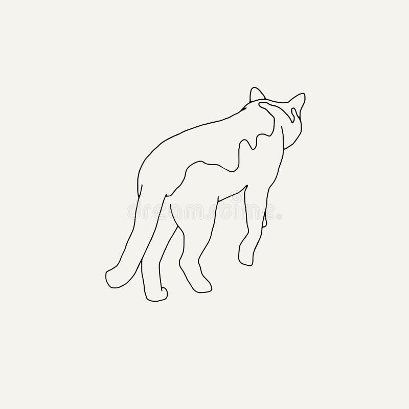 Cat Walking Away Illustration in Doodle Style Stock Vector ...